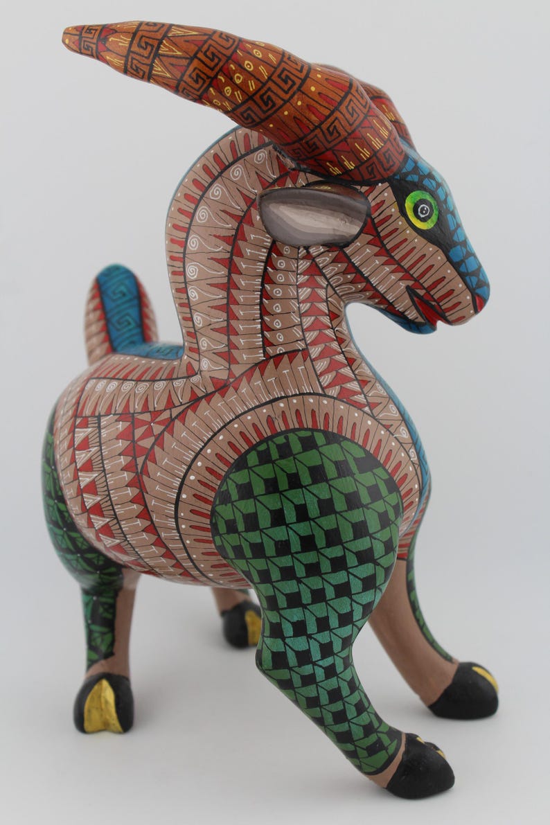 Colorful Ram Mexican Alebrije, Wooden Figure, Handmade by Master ...