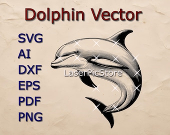 Dolphin Vector File - SVG AI DXF and More - Ocean Animal Svg - Sea ...