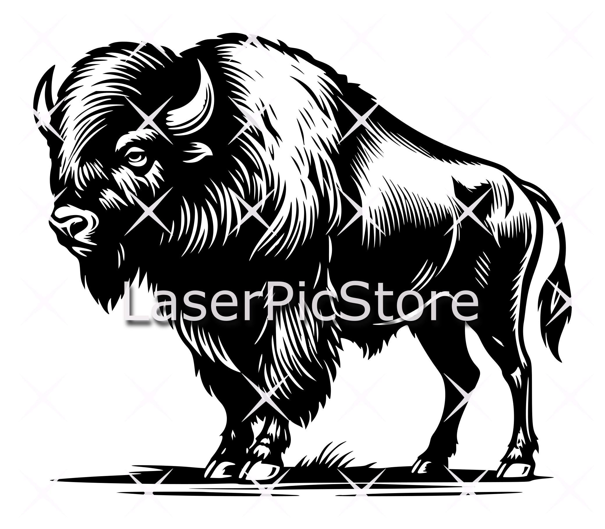 6 Bison Vector Files - SVG AI DXF Eps - Basic Lines Svg Files - North ...