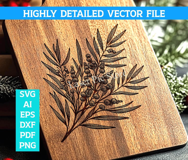 Golden Wattle Vector File - SVG AI DXF - Australian Wattle Svg - Native ...