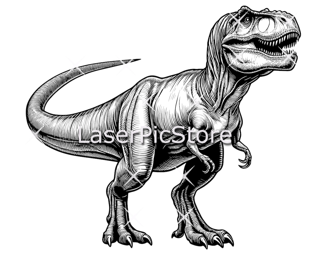 T-rex Vector File - SVG AI DXF - Tyrannosaurus Rex Svg - Dinosaur Print ...