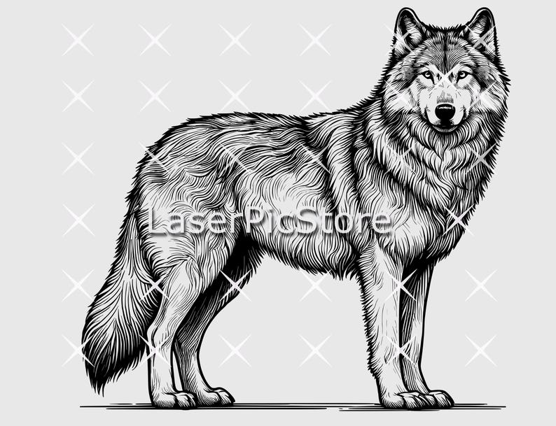 Gray Wolf Vector File - SVG AI DXF - American Animal Svg - Grey Wolf ...