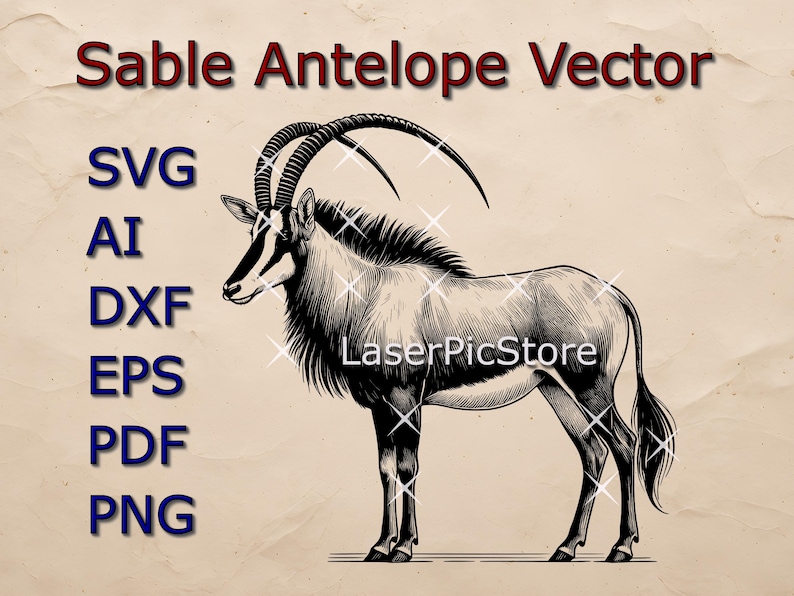 Sable Antelope Vector File - SVG AI DXF - African Animal Svg - Sable ...