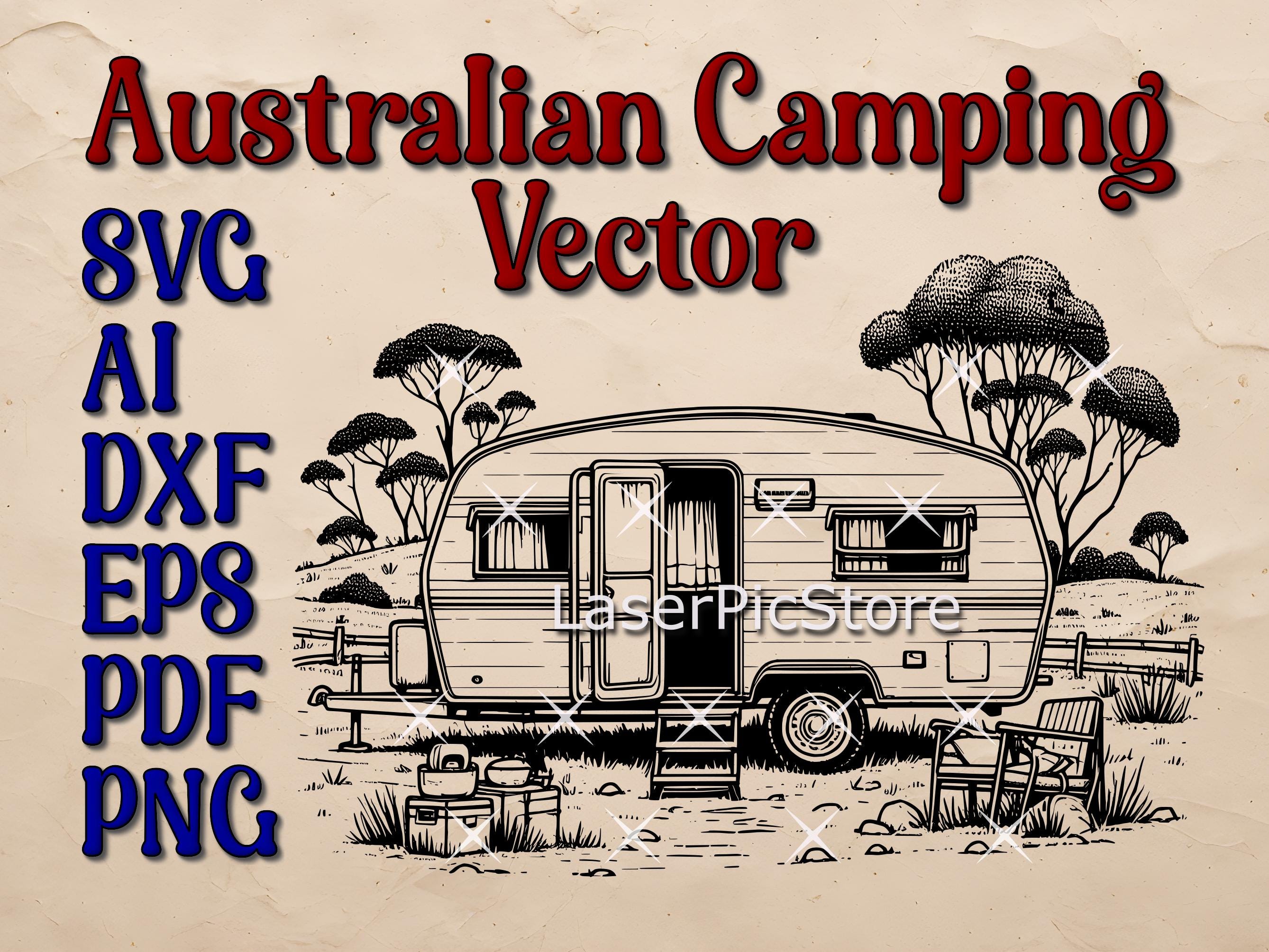 Australian Camping Vector File - SVG AI DXF and More - Caravan Svg ...