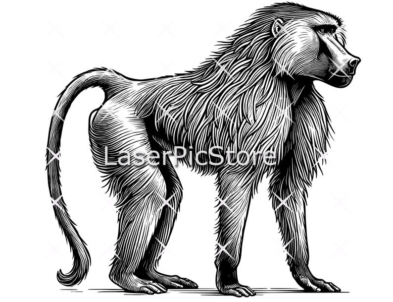 Cape Baboon Vector File - SVG AI DXF - African Animal Svg - Chacma ...