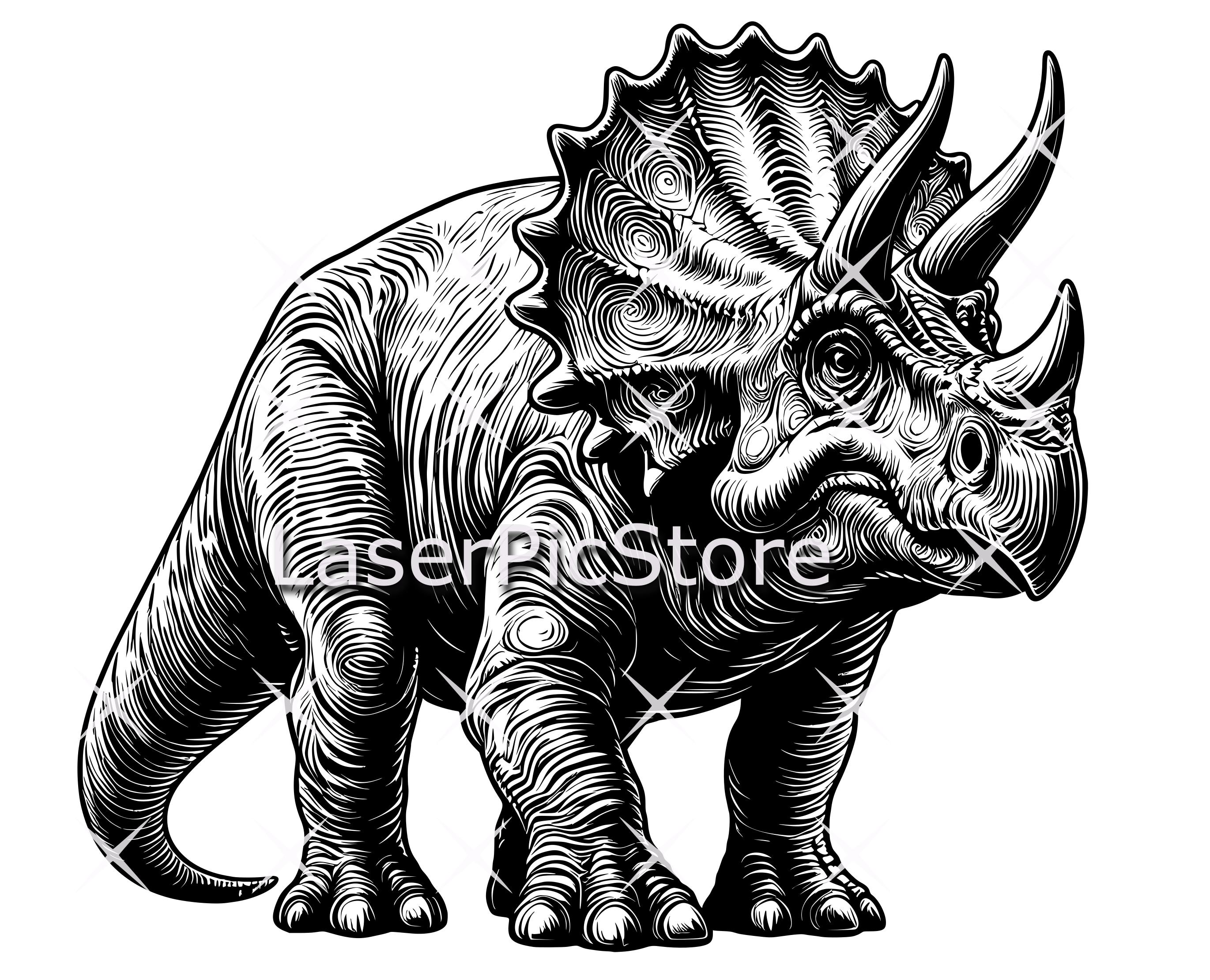 Triceratops Vector File - SVG AI DXF - Prehistoric Svg - Dinosaur Print ...