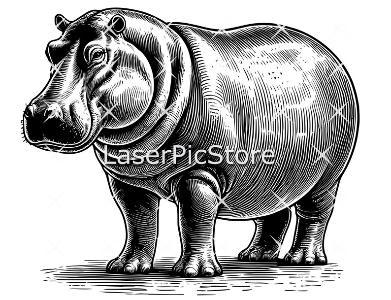 Hippo Vector File - SVG AI DXF - African Animal Svg - Hippopotamus ...