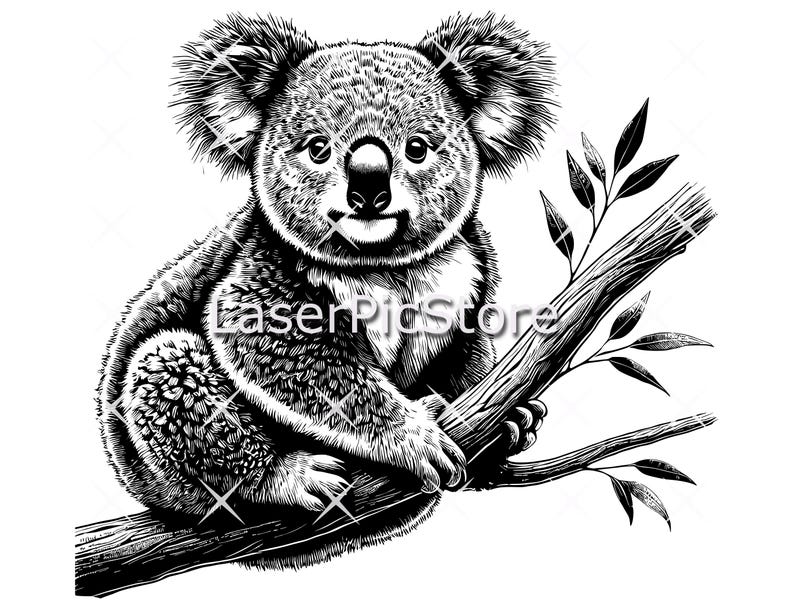 Koala Vector File - SVG AI DXF - Australian Animal Svg - Koala Laser ...