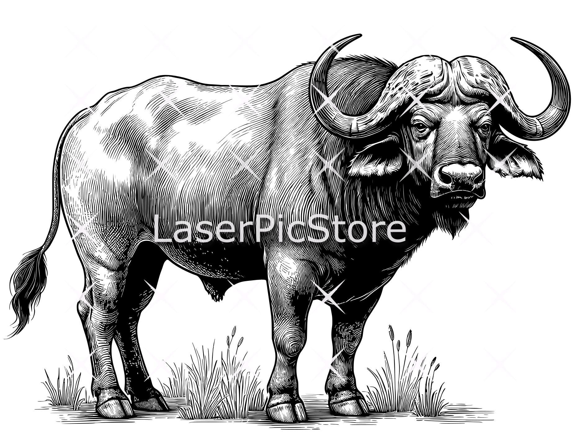 Cape Buffalo Vector File - SVG AI DXF - African Animal Svg - Buffalo ...