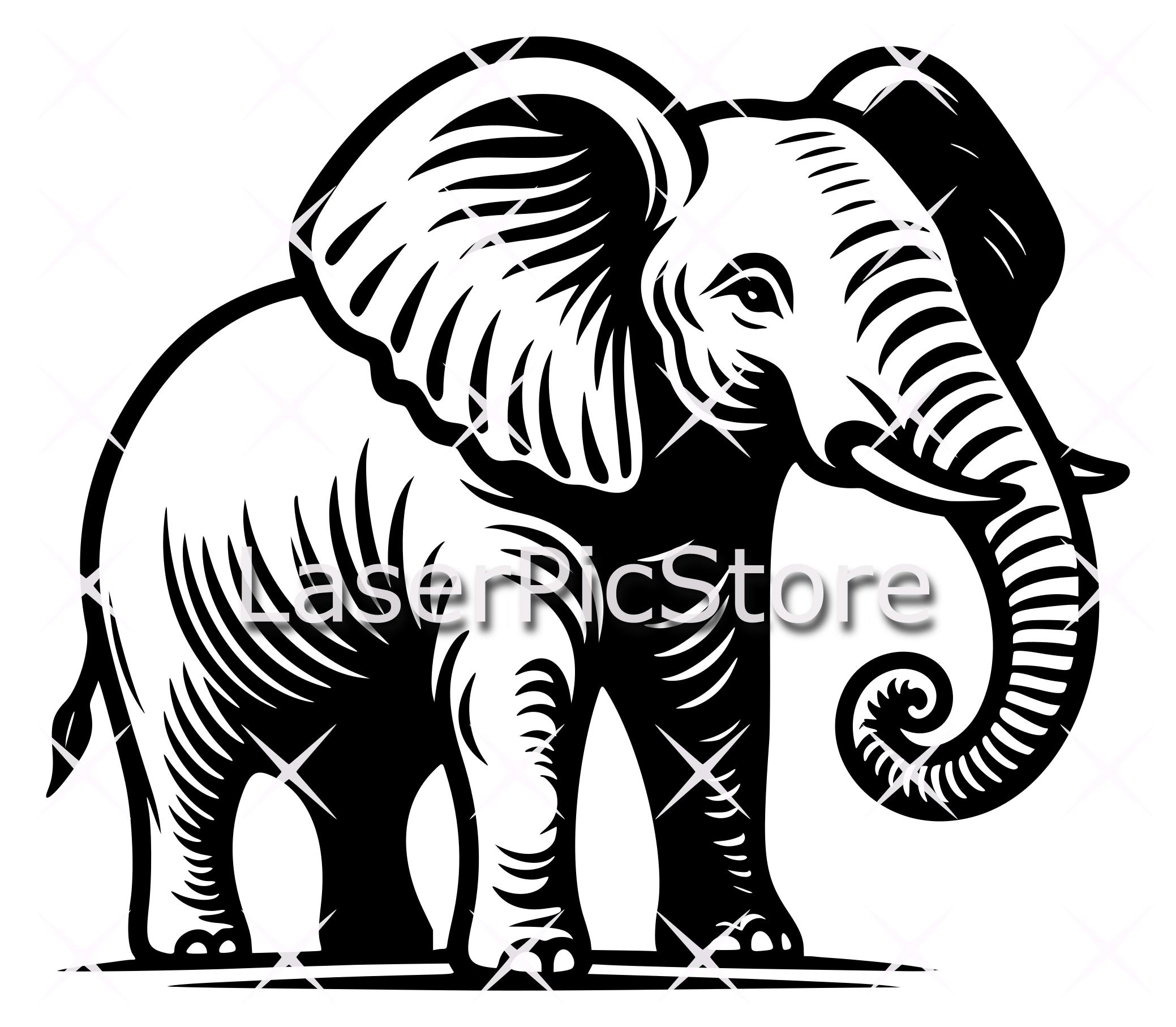 6 Elephant Vector Files - SVG AI DXF Eps - Basic Lines Svg Files ...
