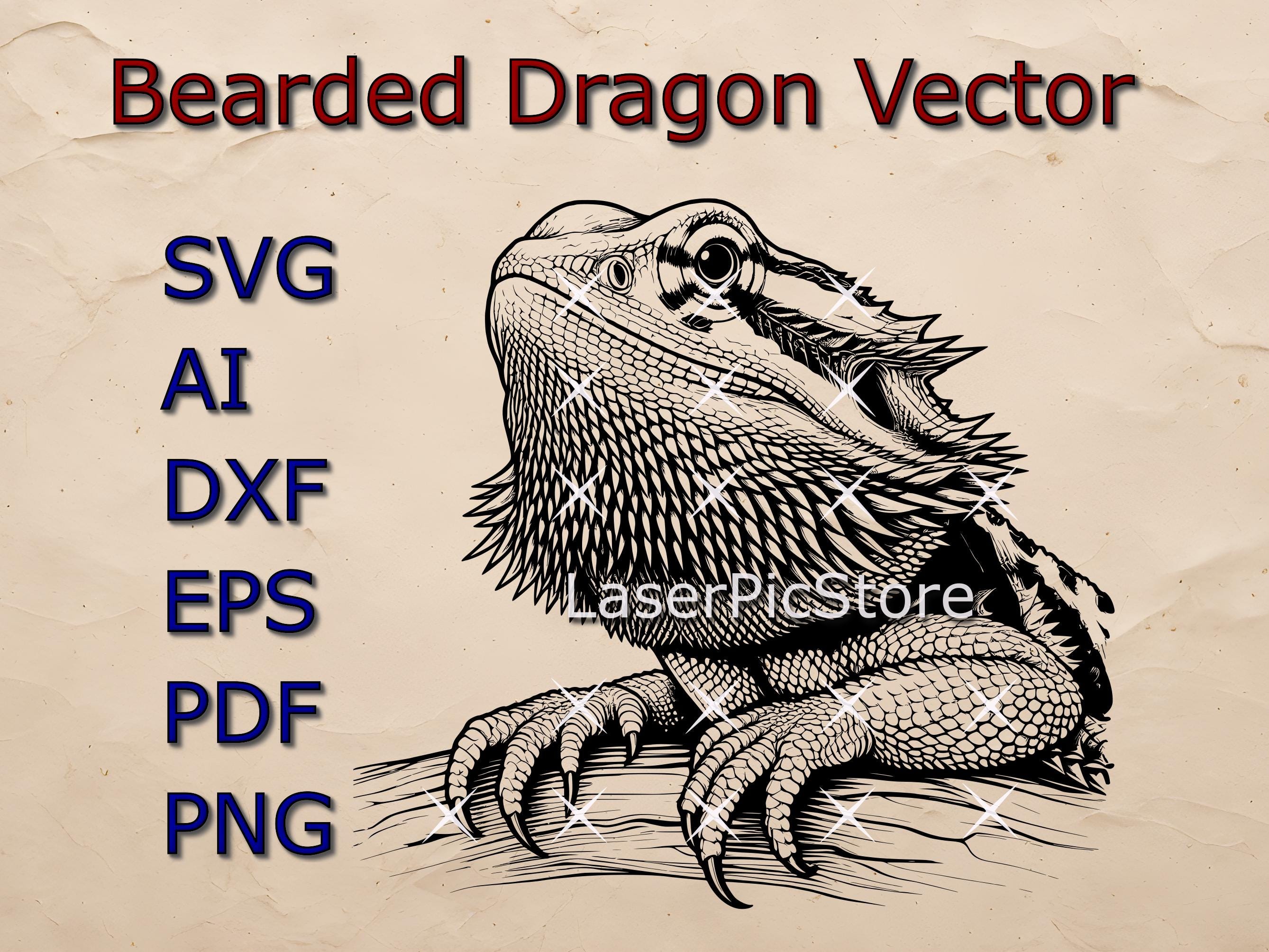 Bearded Dragon Head Vector File - SVG AI DXF - Australian Animal Svg ...