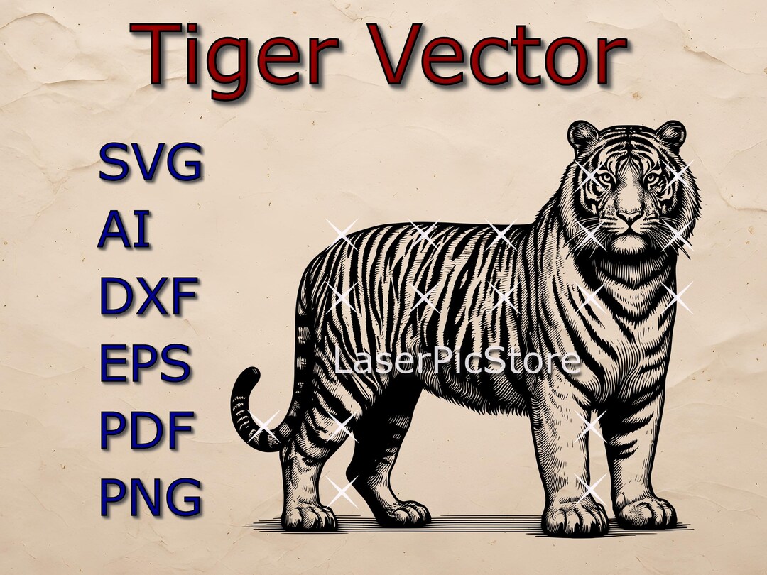 Tiger Vector File - SVG AI DXF - Asian Animal Svg - Laser Files - Tiger ...