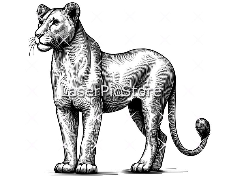Lioness Vector File - SVG AI DXF - African Animal Svg - Female Lion ...
