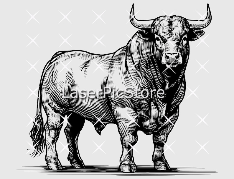 Bull Vector File - SVG AI DXF - Farm Animal Svg - Cattle Engraving - Etsy