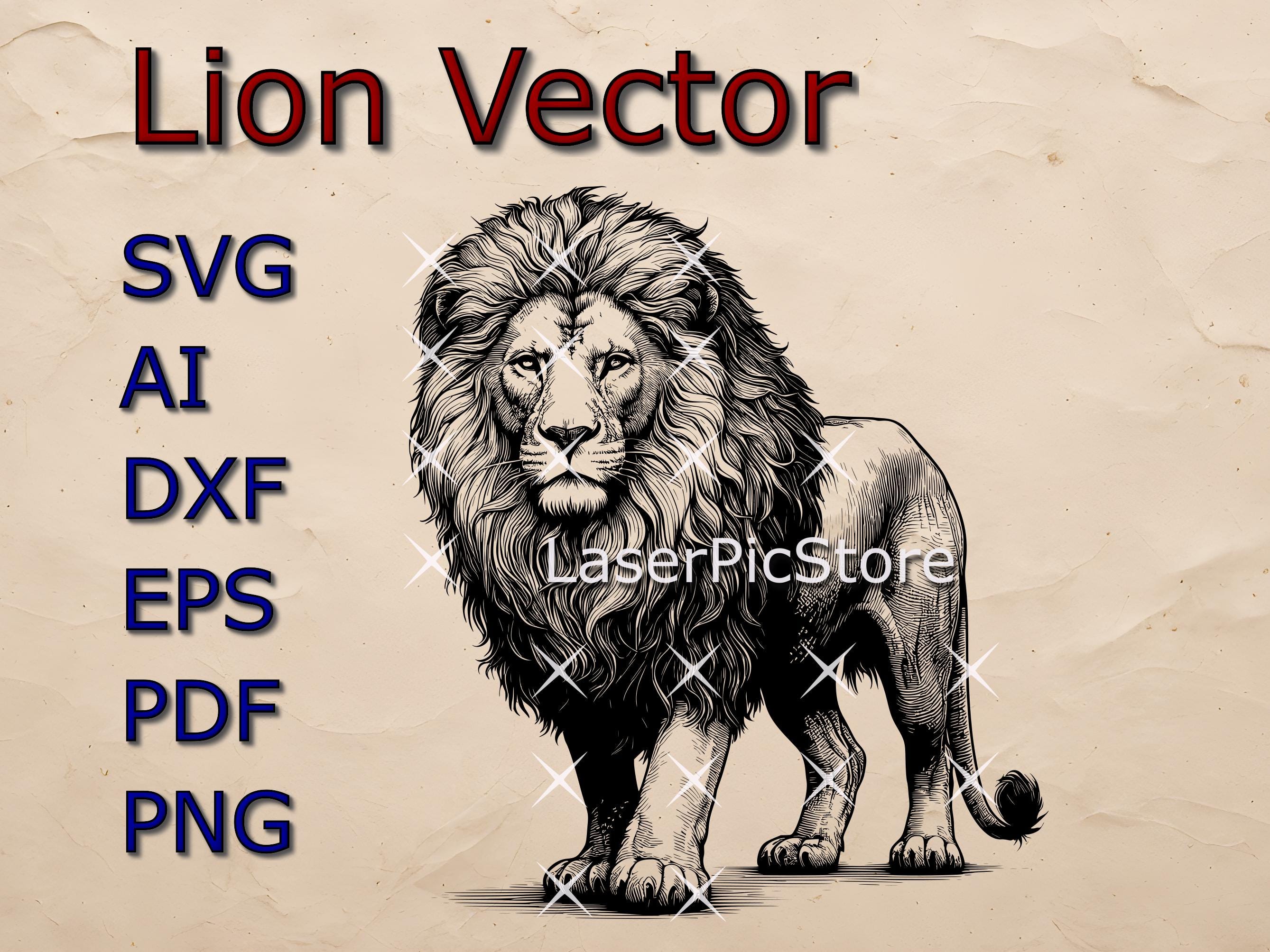 Lion Vector File - SVG AI DXF - African Animal Svg - Lion Laser File - Etsy