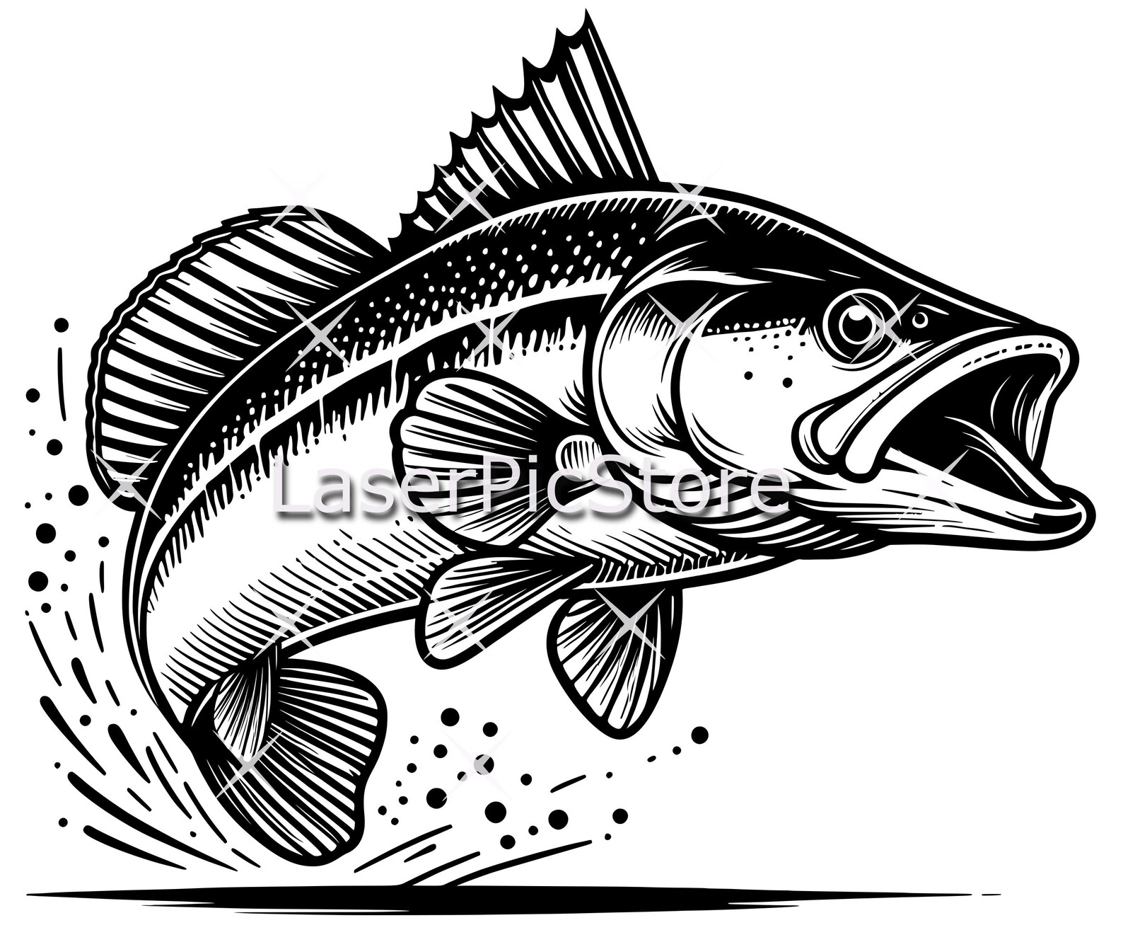 Jumping Barramundi Vector File - SVG PNG DXF - Barramundi Svg ...