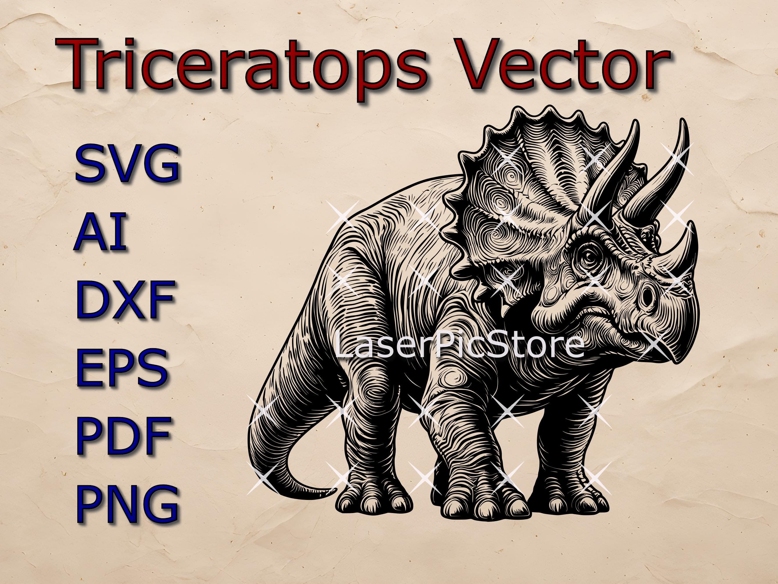 Triceratops Vector File - SVG AI DXF - Prehistoric Svg - Dinosaur Print ...