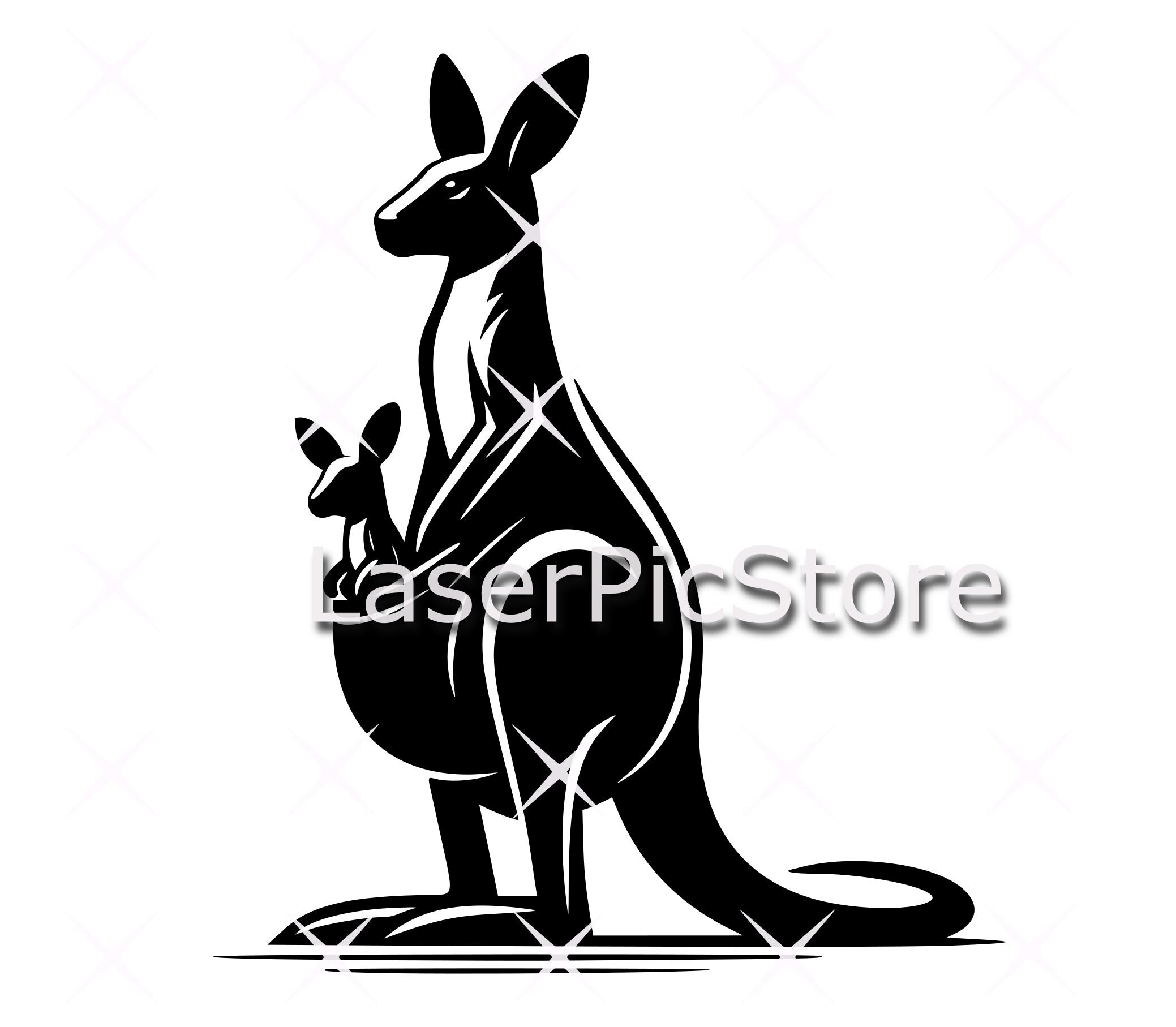 6 Kangaroo Vector Files - SVG AI DXF Eps - Basic Lines Svg Files ...