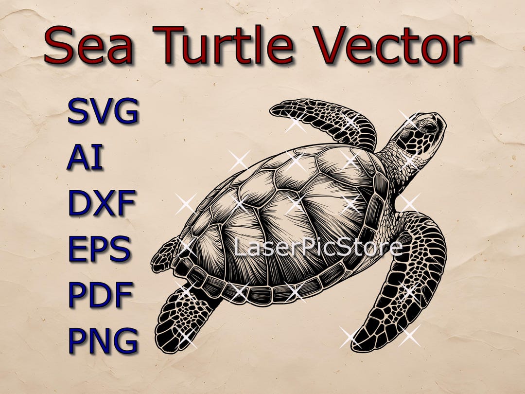 Sea Turtle Vector File - SVG AI DXF and More - Ocean Animal Svg - Sea ...
