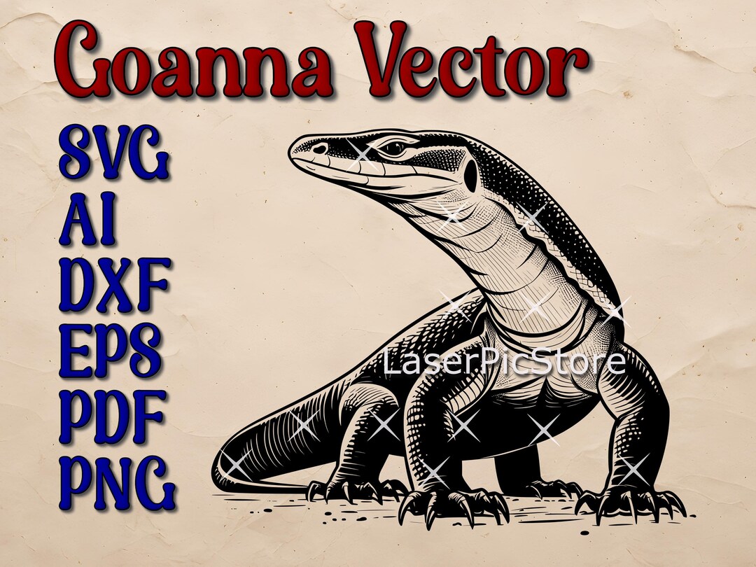 Goanna Vector File - SVG AI DXF - Australian Animal Svg - Etsy