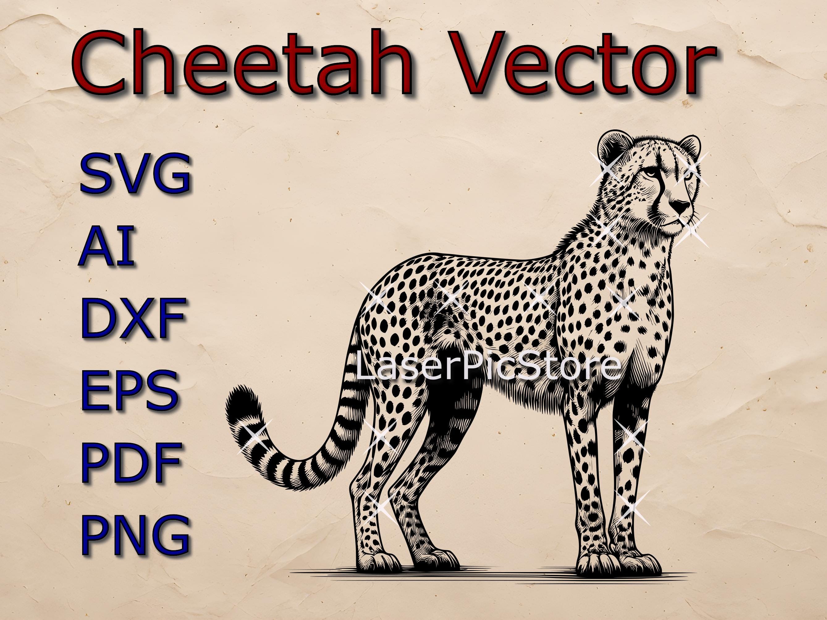 Cheetah Vector File - SVG AI DXF - African Animal Svg - Cheetah Laser ...