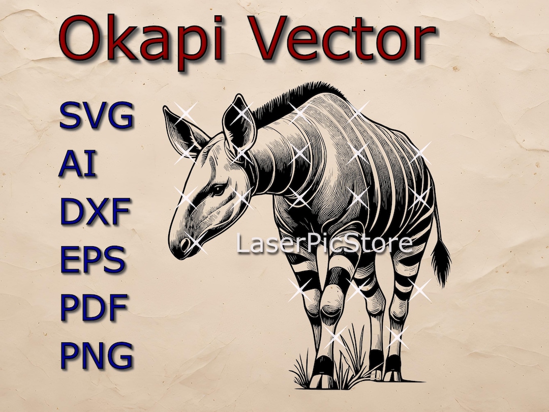 Okapi Vector File - SVG AI DXF - African Animal Svg - Forest Giraffe ...