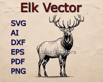 Elk Vector File - SVG AI DXF - American Animal Svg - Elk Laser File - Etsy