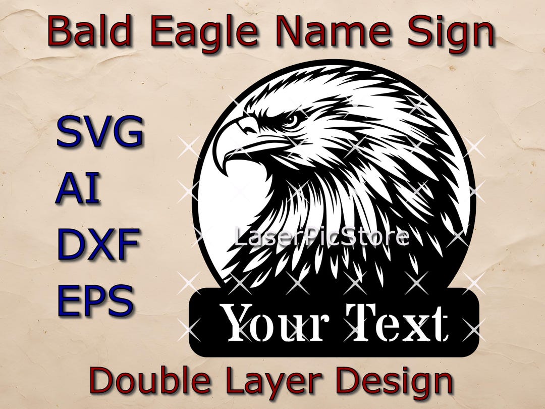 Bald Eagle Name Sign - Double Layered Eagle Name Sign - American Animal ...