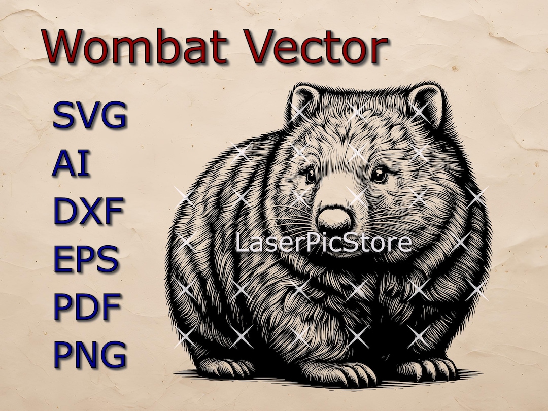 Wombat Vector File - SVG AI DXF - Australian Animal Svg - Wombat Laser ...
