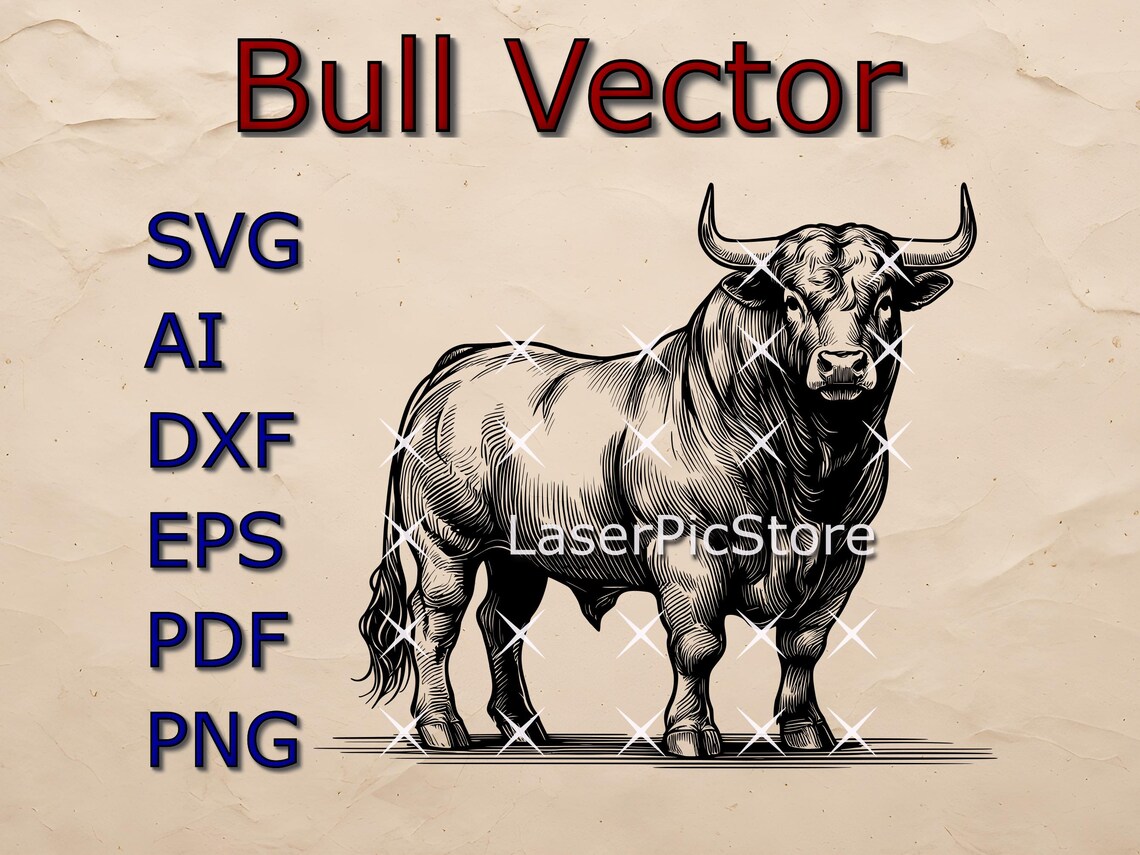 Bull Vector File - SVG AI DXF - Farm Animal Svg - Cattle Engraving - Etsy