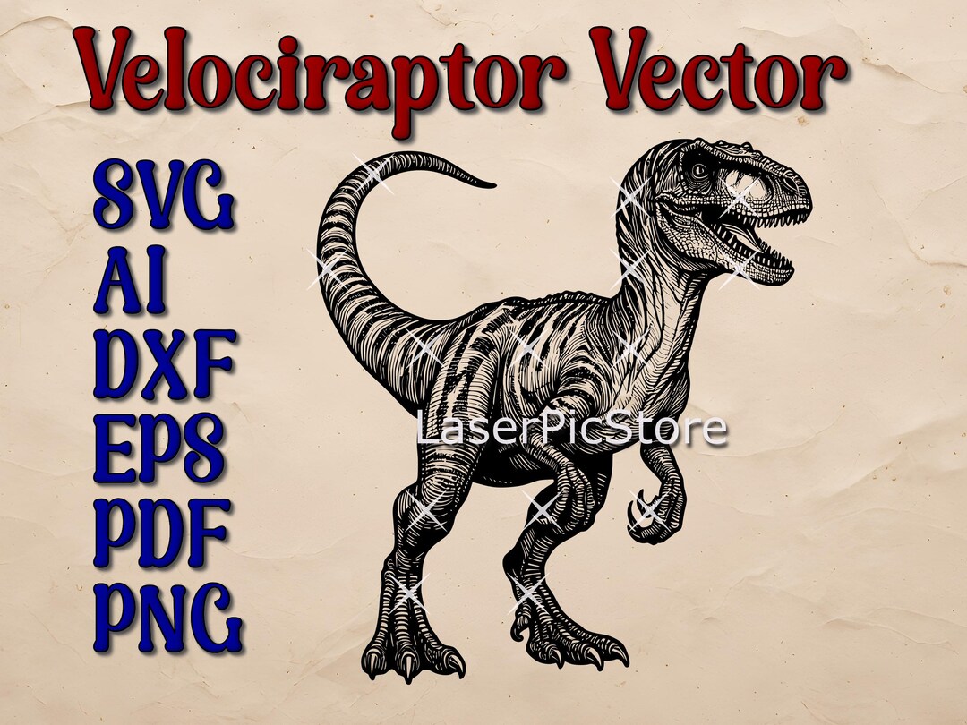 Velociraptor Vector File - SVG AI DXF - Prehistoric Svg - Dinosaur ...