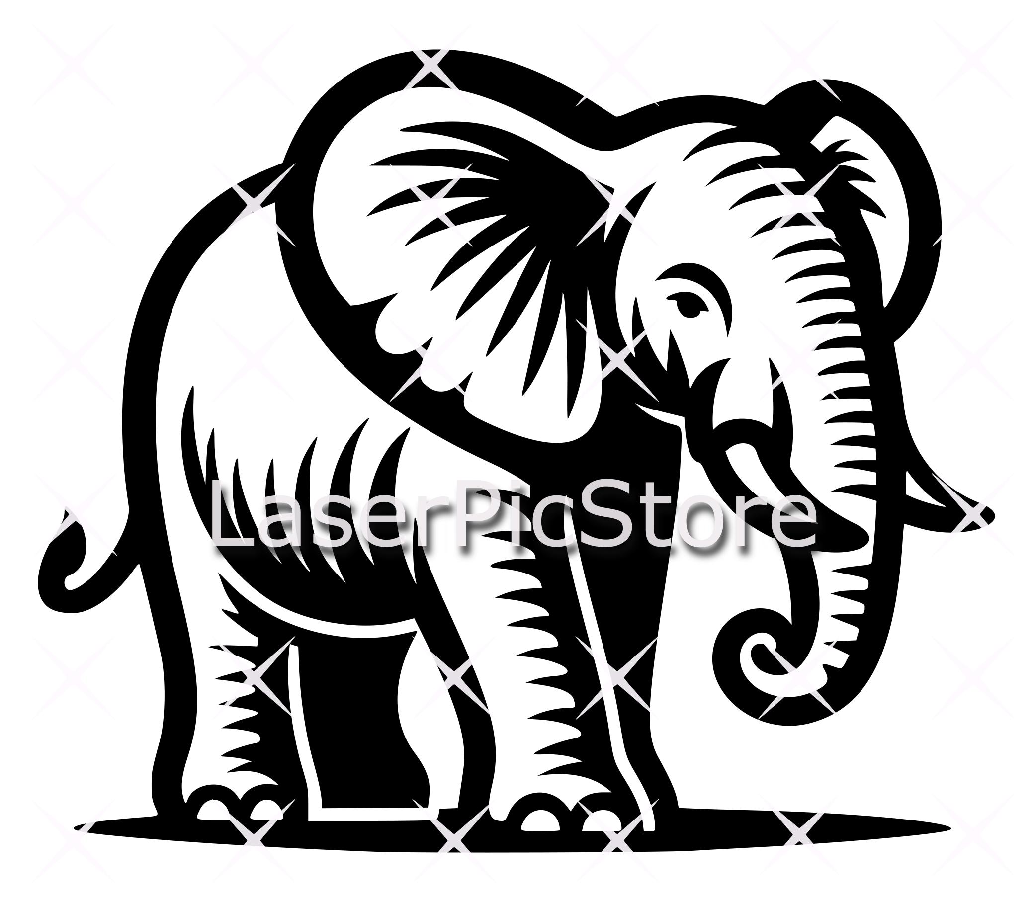 6 Elephant Vector Files - SVG AI DXF Eps - Basic Lines Svg Files ...