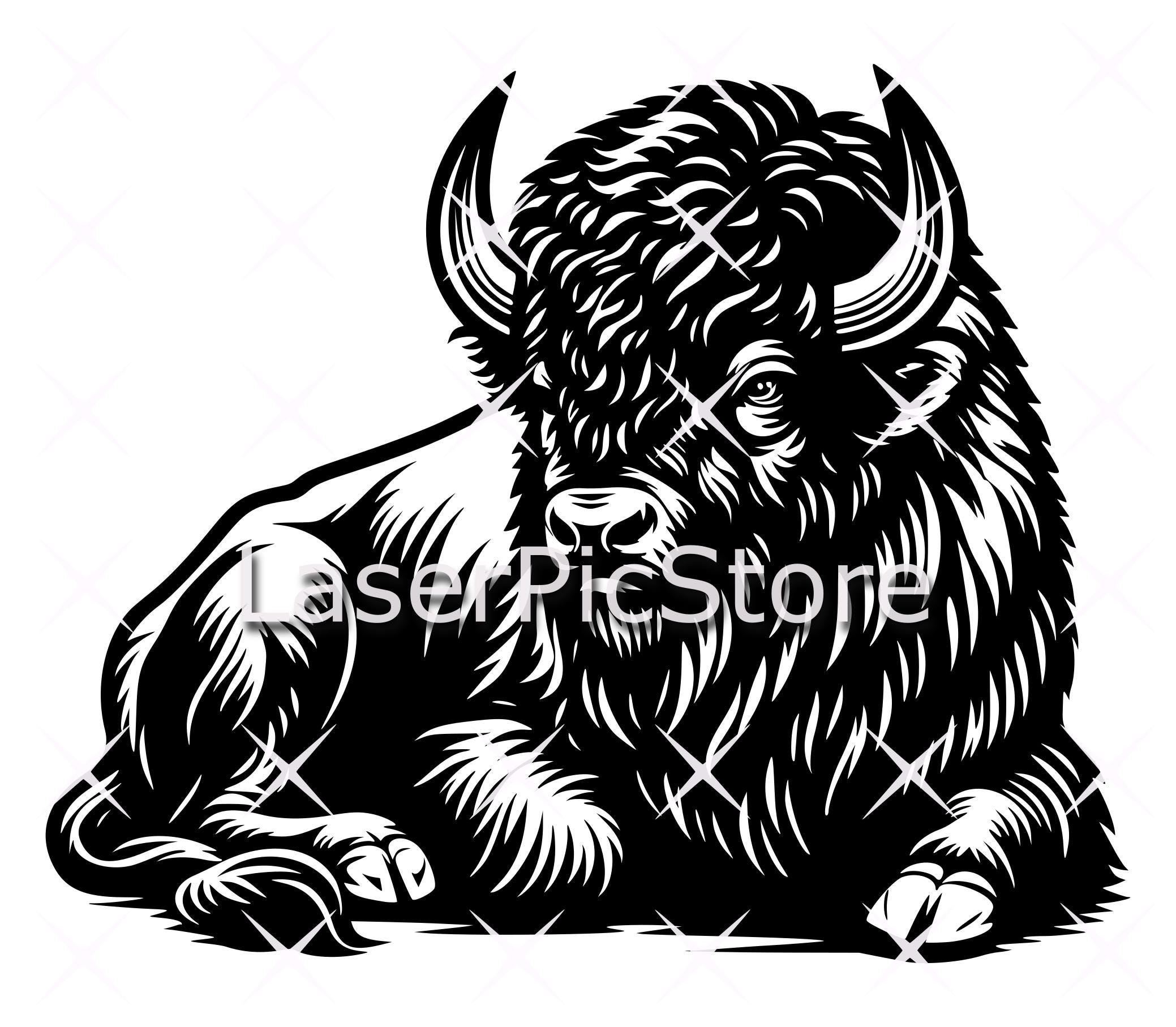 6 Bison Vector Files - SVG AI DXF Eps - Basic Lines Svg Files - North ...