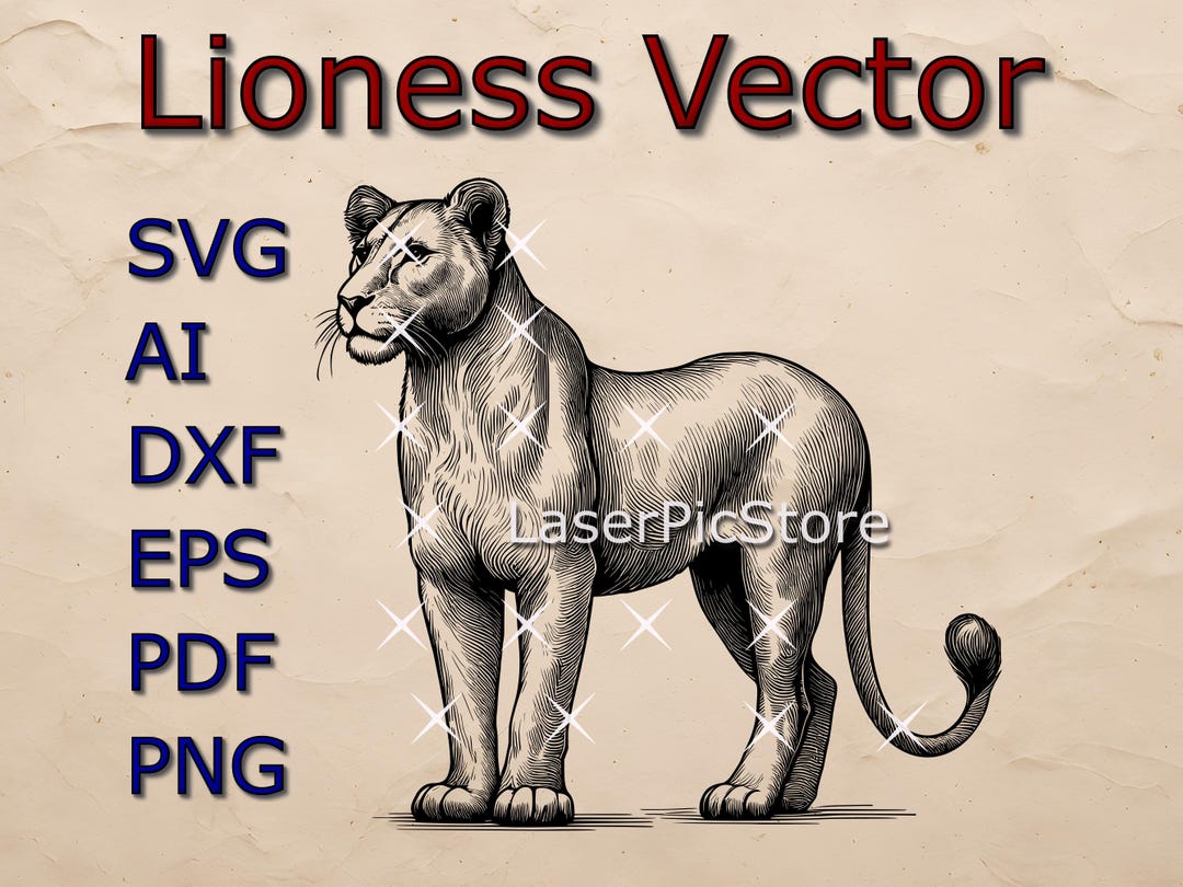 Lioness Vector File - SVG AI DXF - African Animal Svg - Female Lion ...