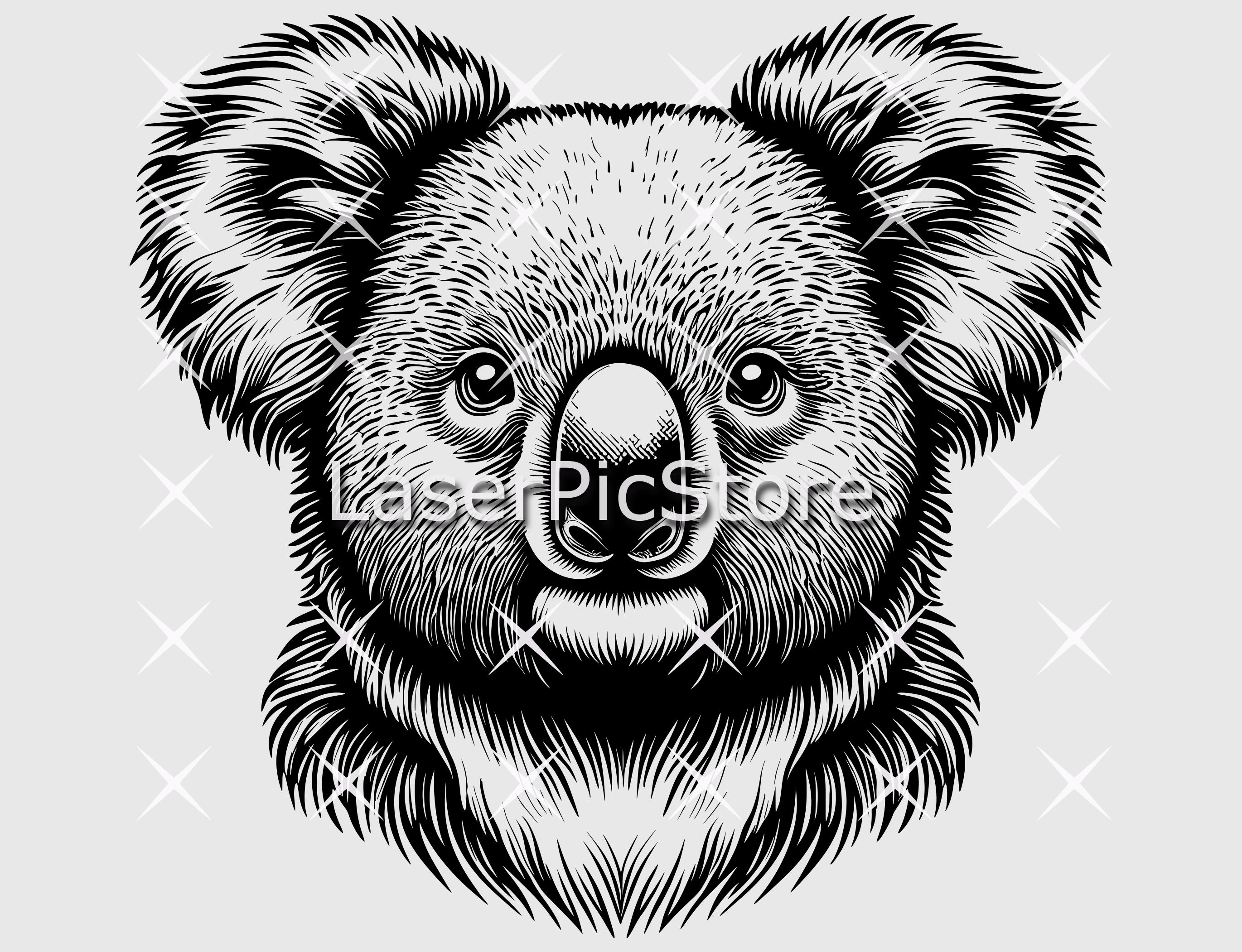 Detailed Vector of a Koala Head - SVG AI DXF and More - Australian ...