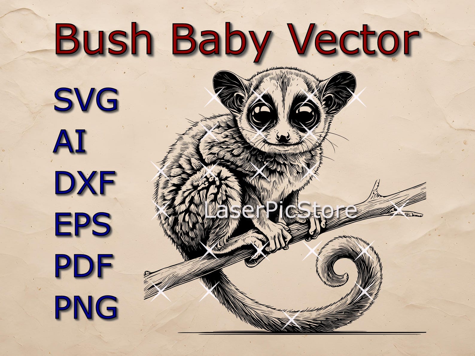 Bush Baby Vector File - SVG AI DXF - African Animal Svg - Nagapie Laser ...