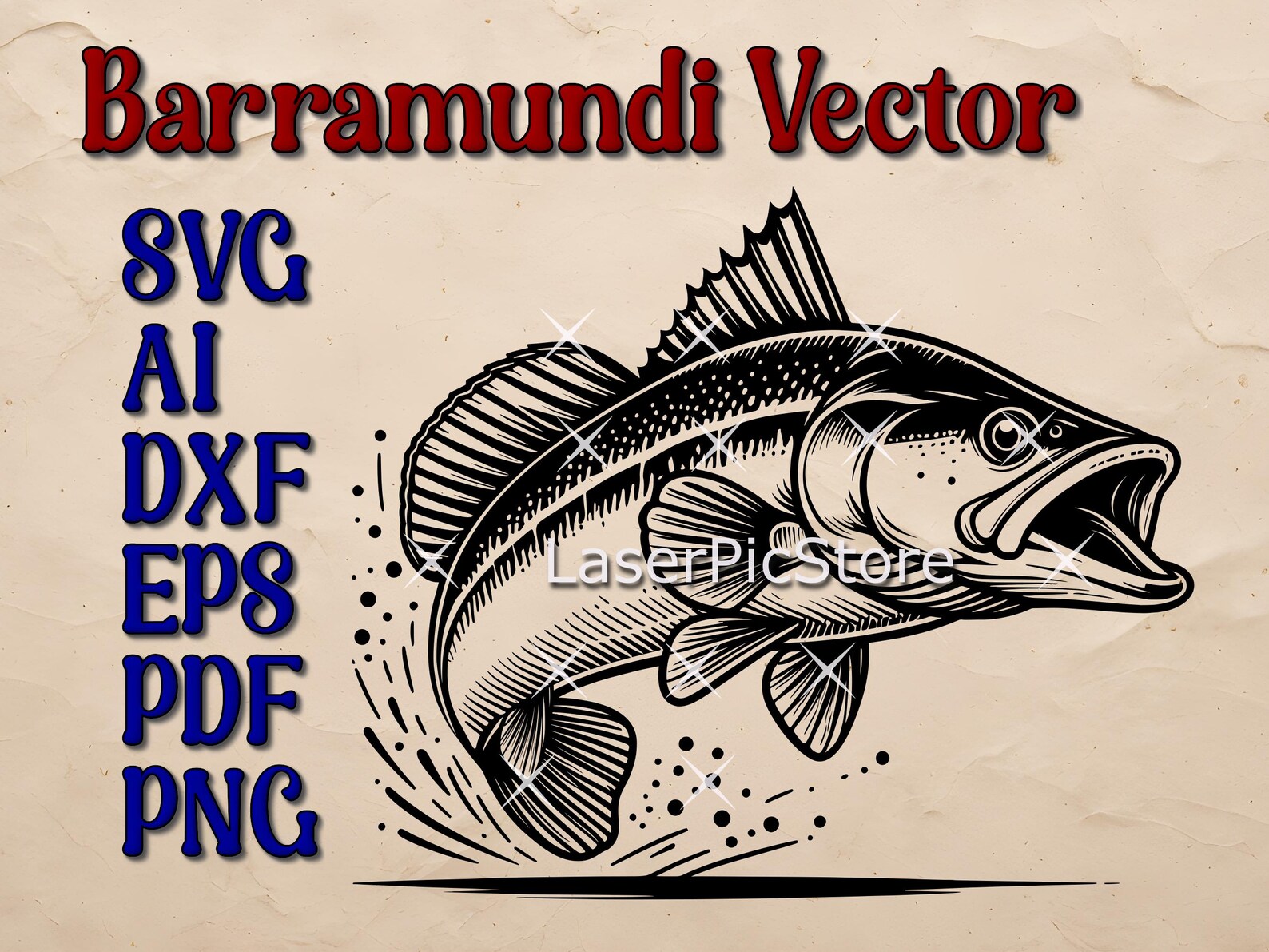 Jumping Barramundi Vector File - SVG PNG DXF - Barramundi Svg ...
