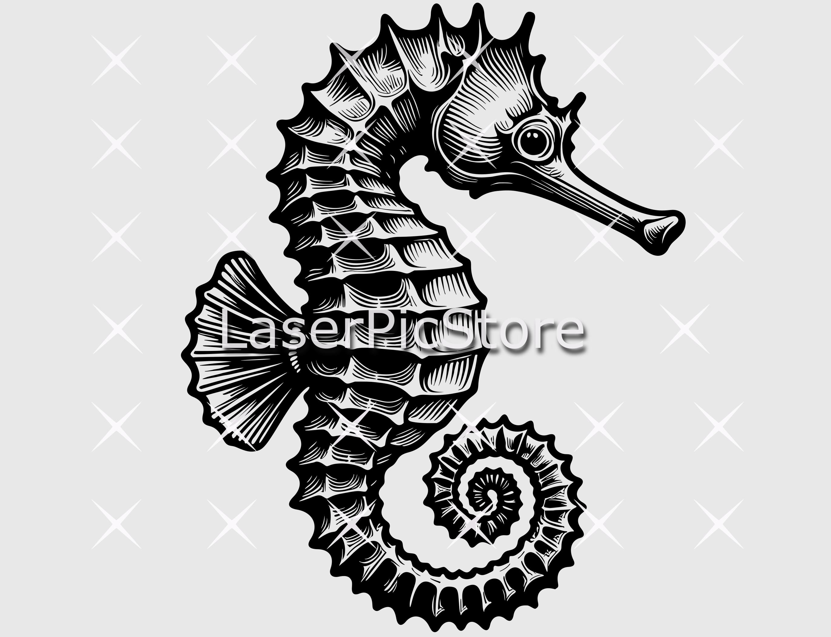 Seahorse Vector File - SVG AI DXF and More - Ocean Animal Svg - Sea ...