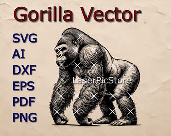 Gorilla Vector File - SVG AI DXF - African Animal Svg - Silverback ...