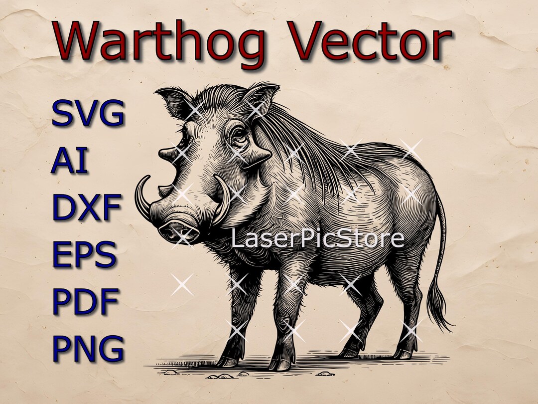 Warthog Vector File - SVG AI DXF - African Animal Svg - Warthog Laser ...