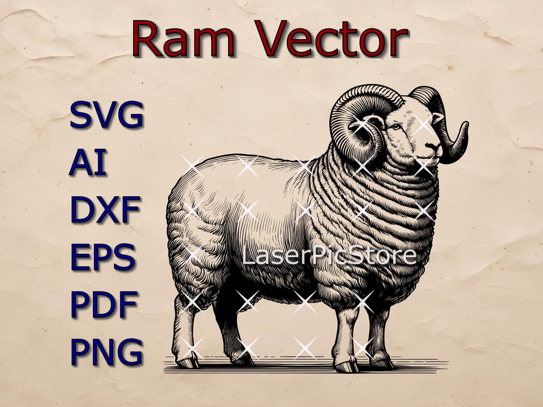 Ram Vector File - SVG AI DXF - Farm Animal Svg - Sheep Engraving - Etsy