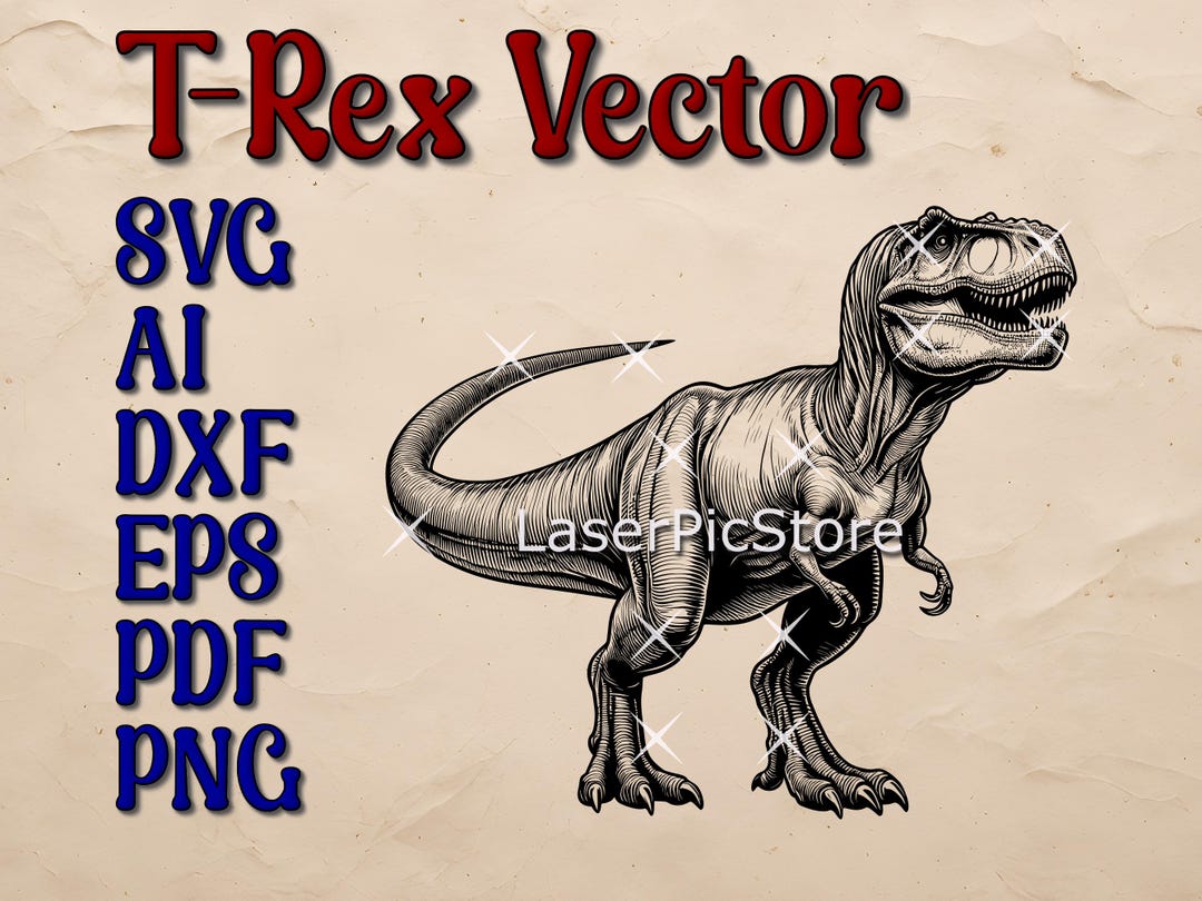 T-rex Vector File - SVG AI DXF - Tyrannosaurus Rex Svg - Dinosaur Print ...