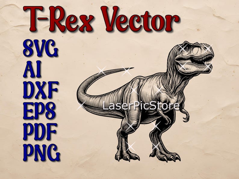 T-rex Vector File - SVG AI DXF - Tyrannosaurus Rex Svg - Dinosaur Print ...