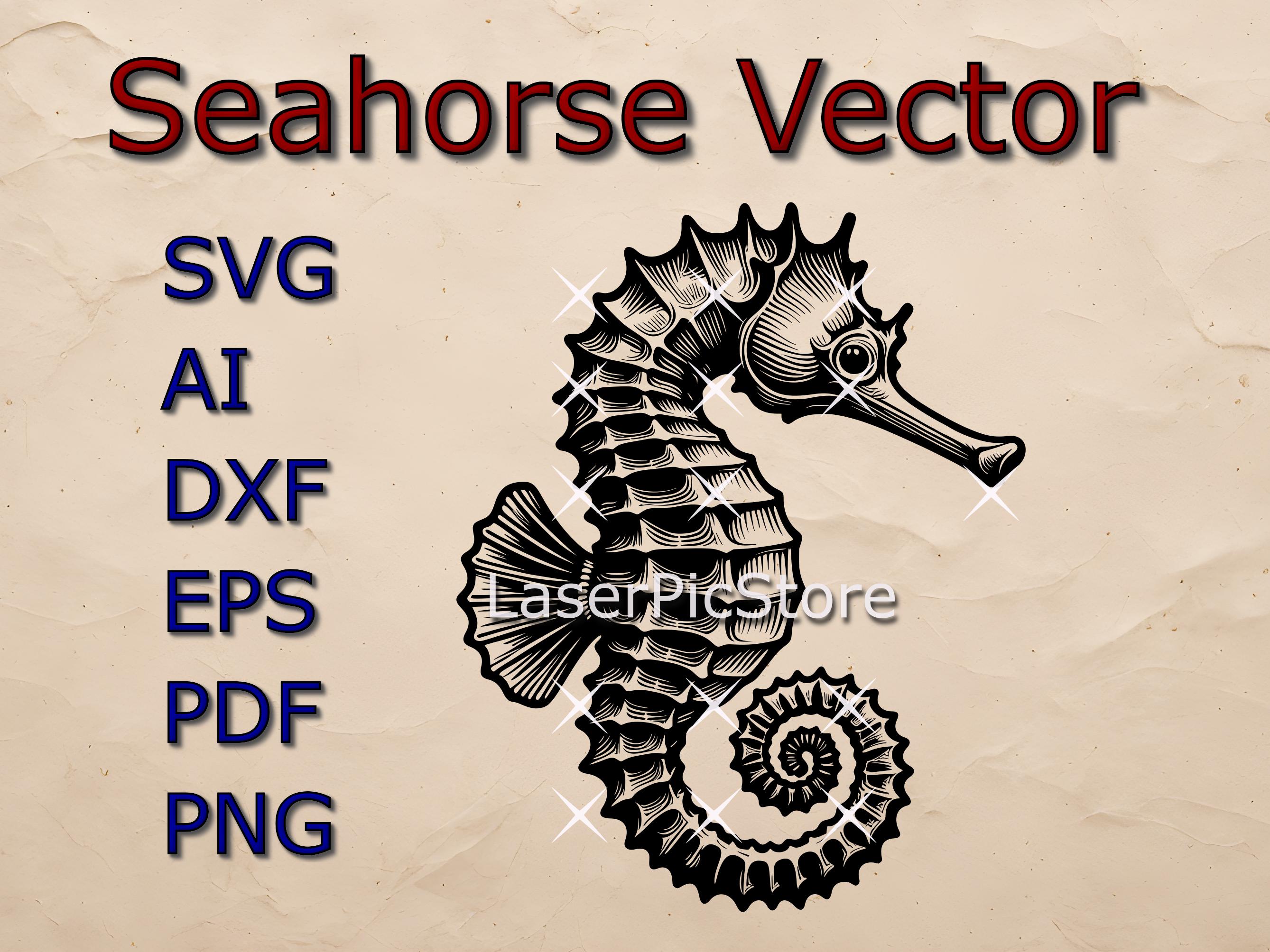 Seahorse Vector File - SVG AI DXF and More - Ocean Animal Svg - Sea ...