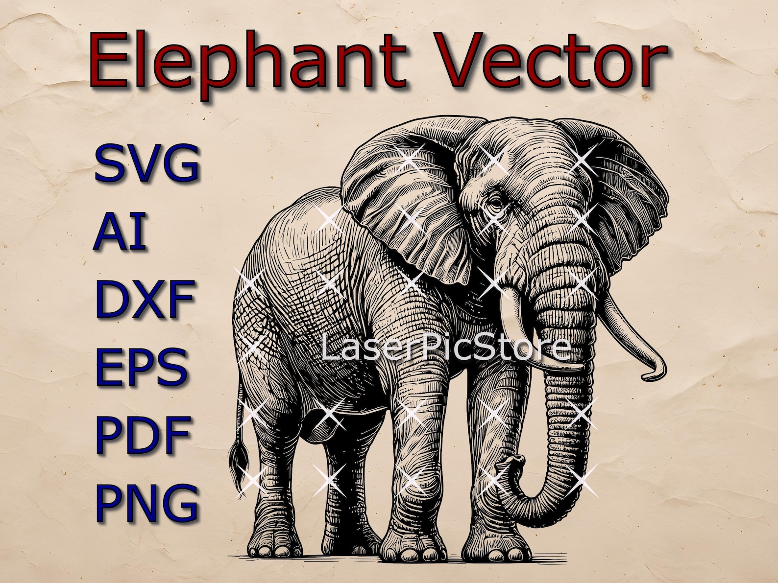 Elephant Vector File - SVG AI DXF - African Animal Svg - African ...