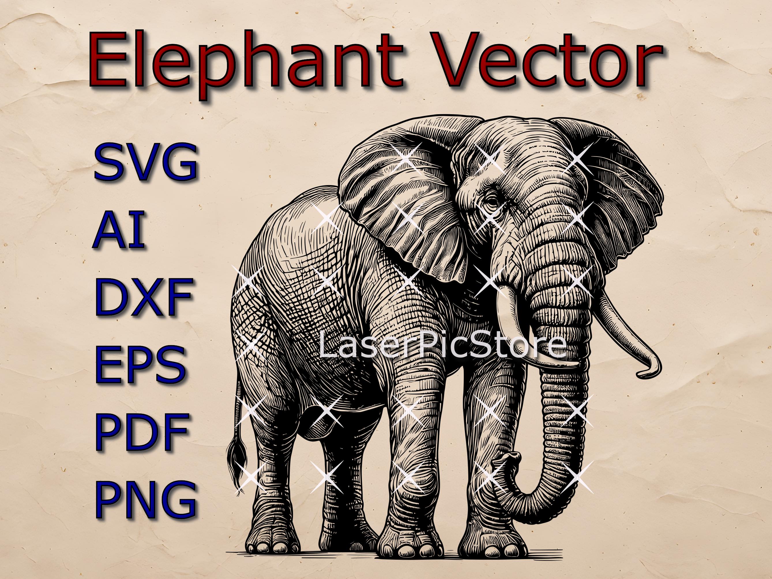Elephant Vector File - SVG AI DXF - African Animal Svg - African ...