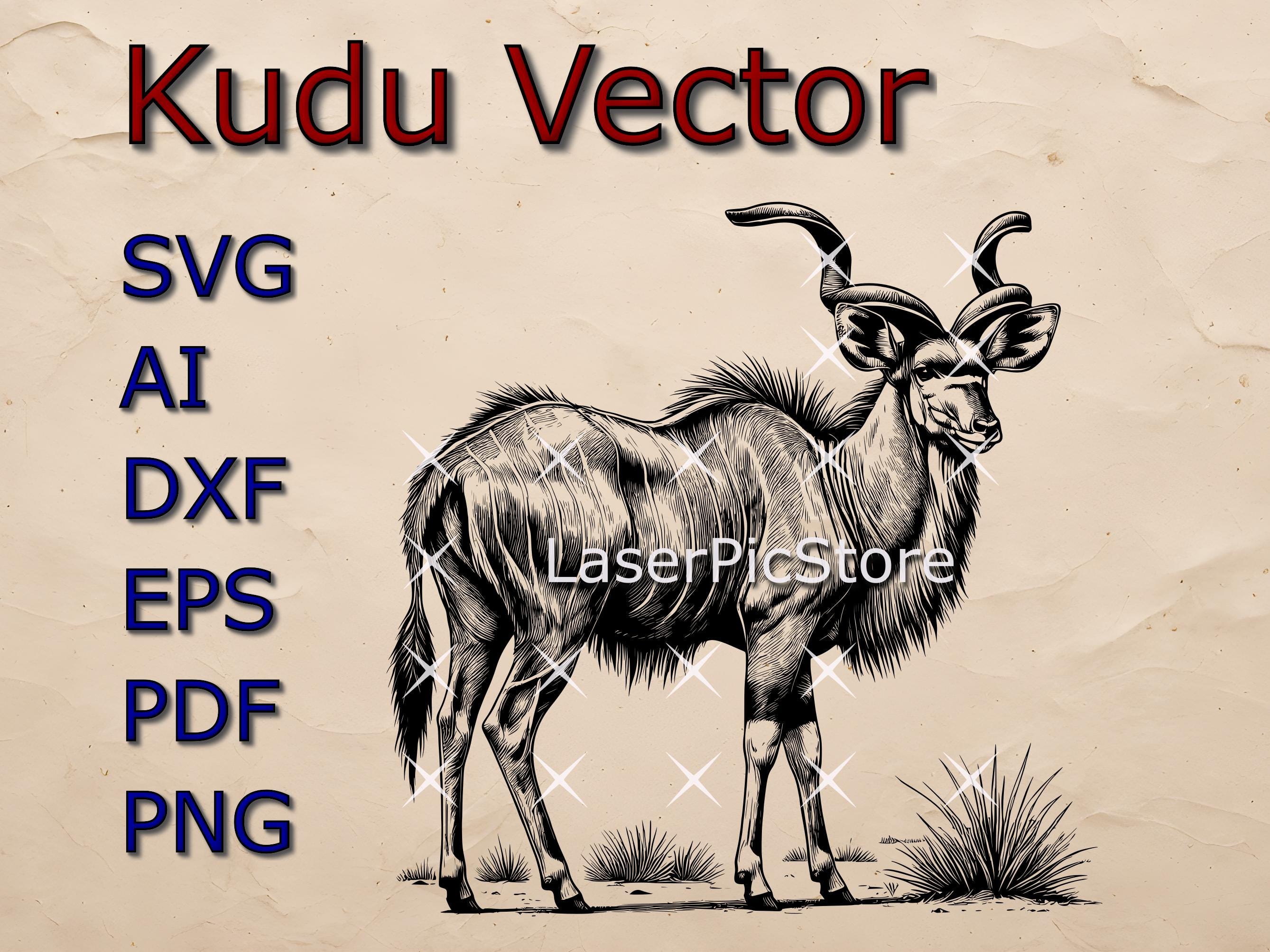 Greater Kudu Vector File - SVG AI DXF - African Animal Svg - Kudu Laser ...
