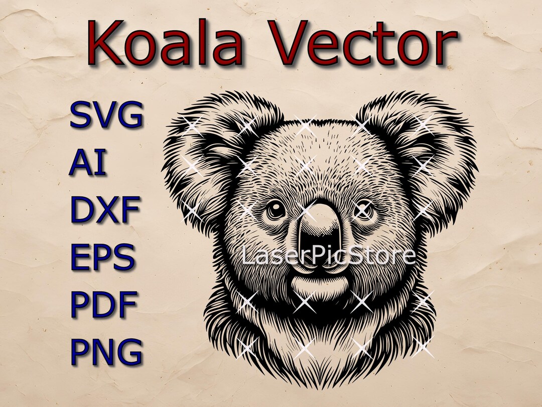 Detailed Vector of a Koala Head - SVG AI DXF and More - Australian ...