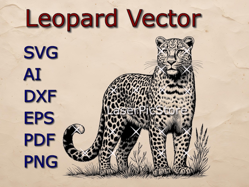 Leopard Vector File - SVG AI DXF - African Animal Svg - Leopard Laser ...