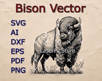 Bison Vector File - SVG AI DXF - American Animal Svg - Bison Laser File ...